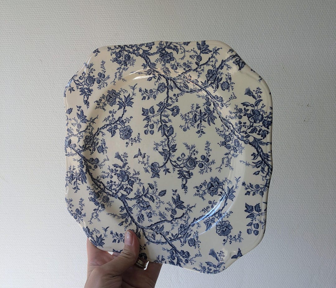 English Plate, Blue Floral Pattern, Country Cottage Dining and ...