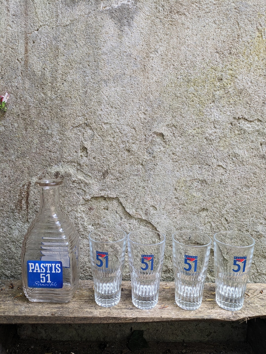 French Vintage Pernod Patis 45 Bottle and Glasses, Retro Barware ...