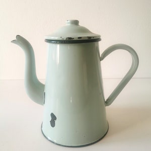 French Vintage Enamel Coffee Pot, Traditional Farmhouse Kitchen Decor ...