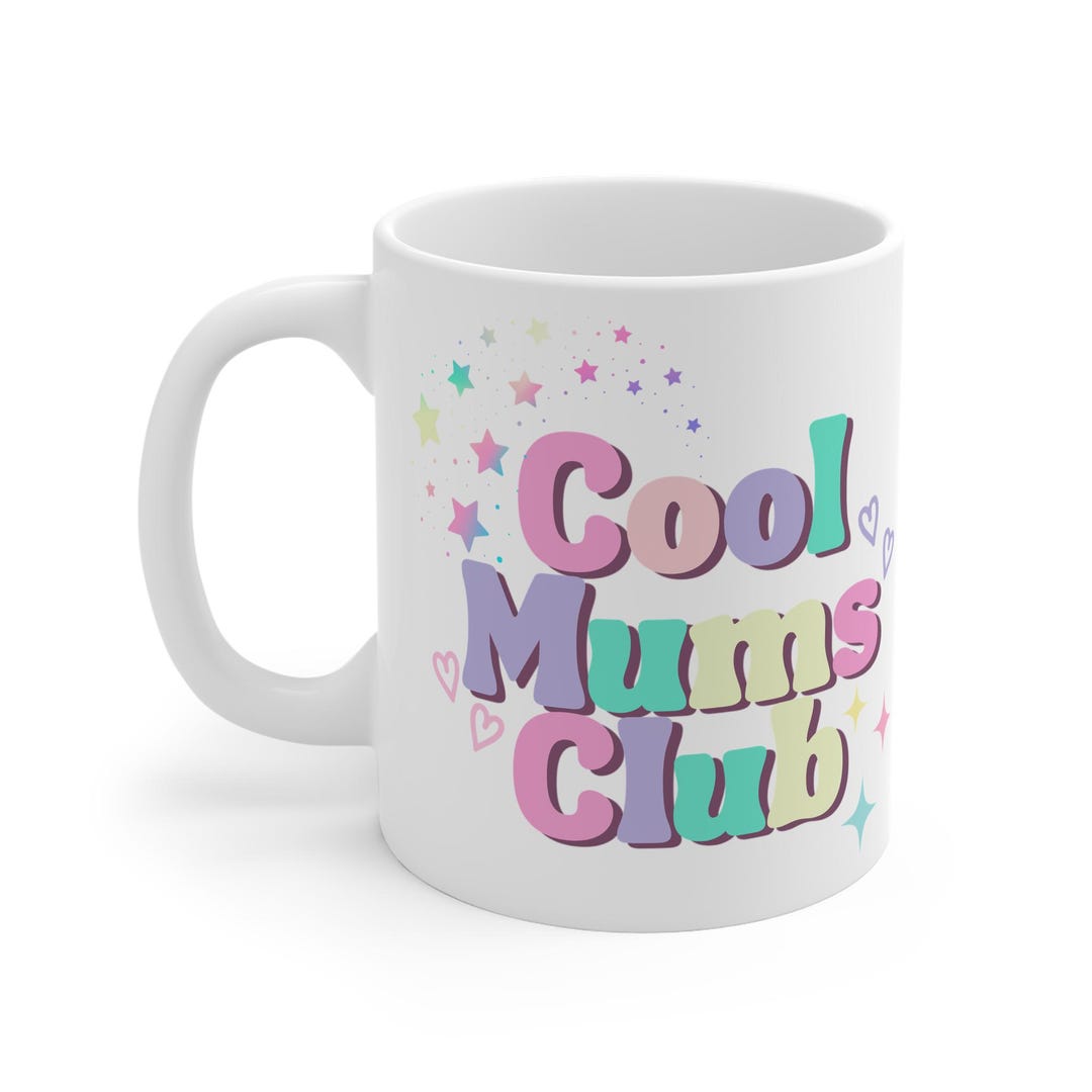 Cool Mums Club Mug | Pastel Retro Text, Stars & Hearts - Etsy