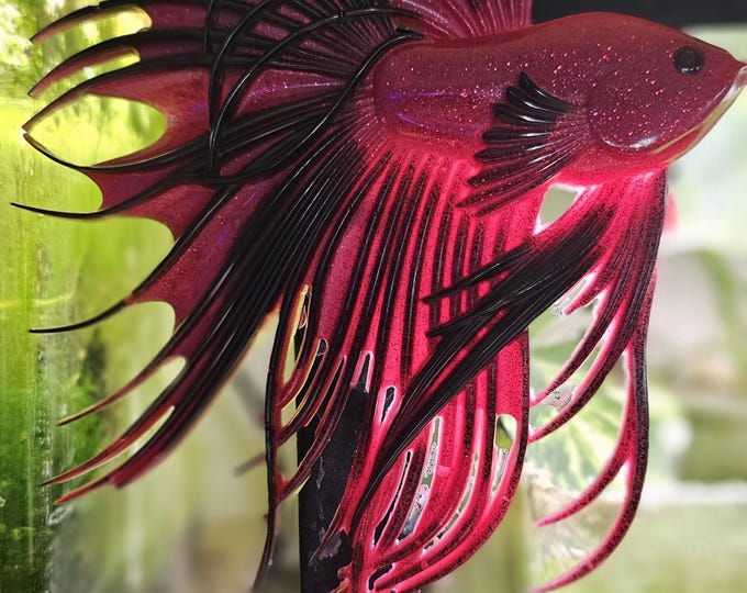 Rainbow Resin Betta Fish Sculpture – Handmade Ocean Decor - Etsy Canada