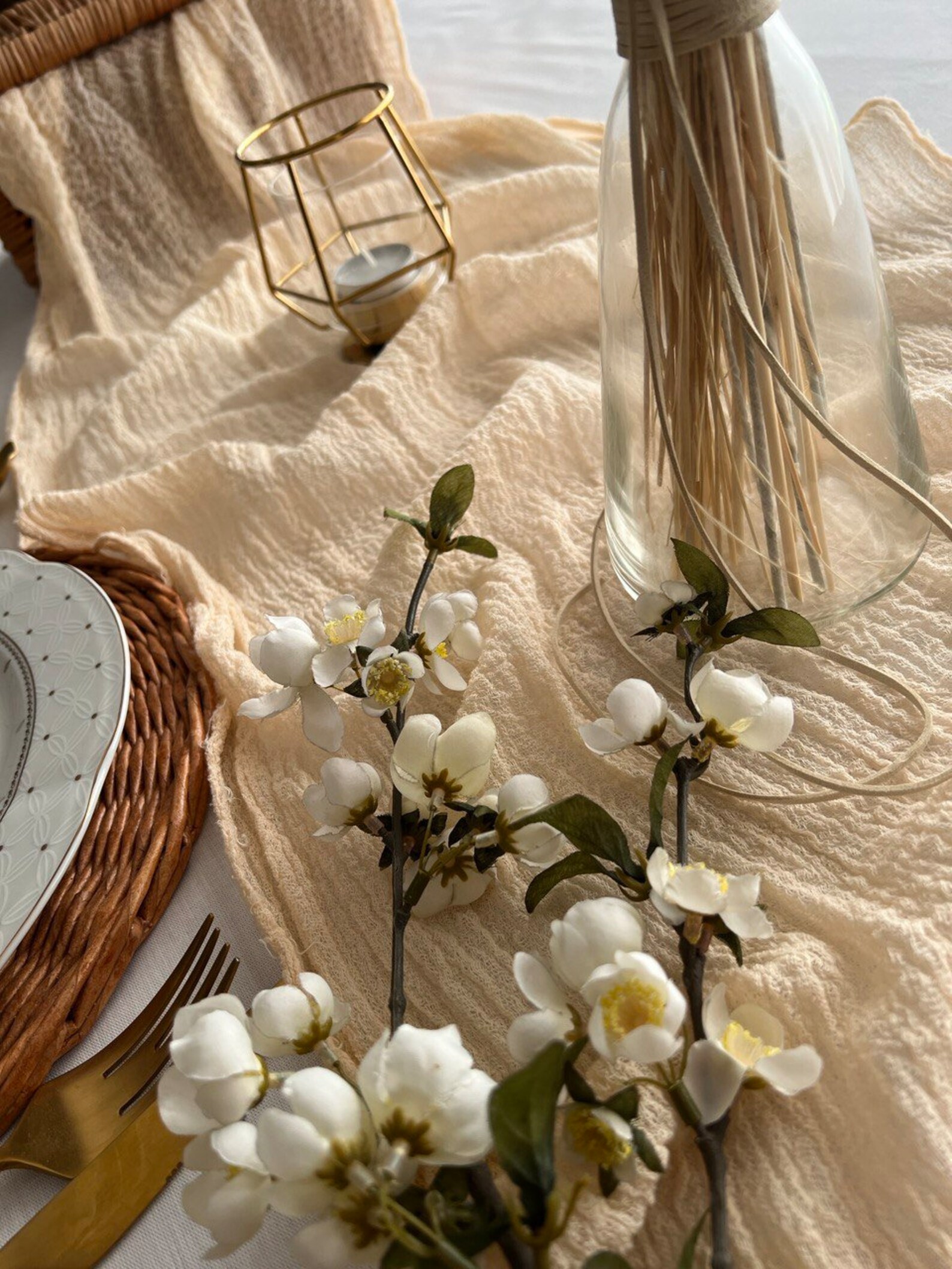 Apricot Wedding Gauze Table Runner Cheesecloth Table Centerpiece ...
