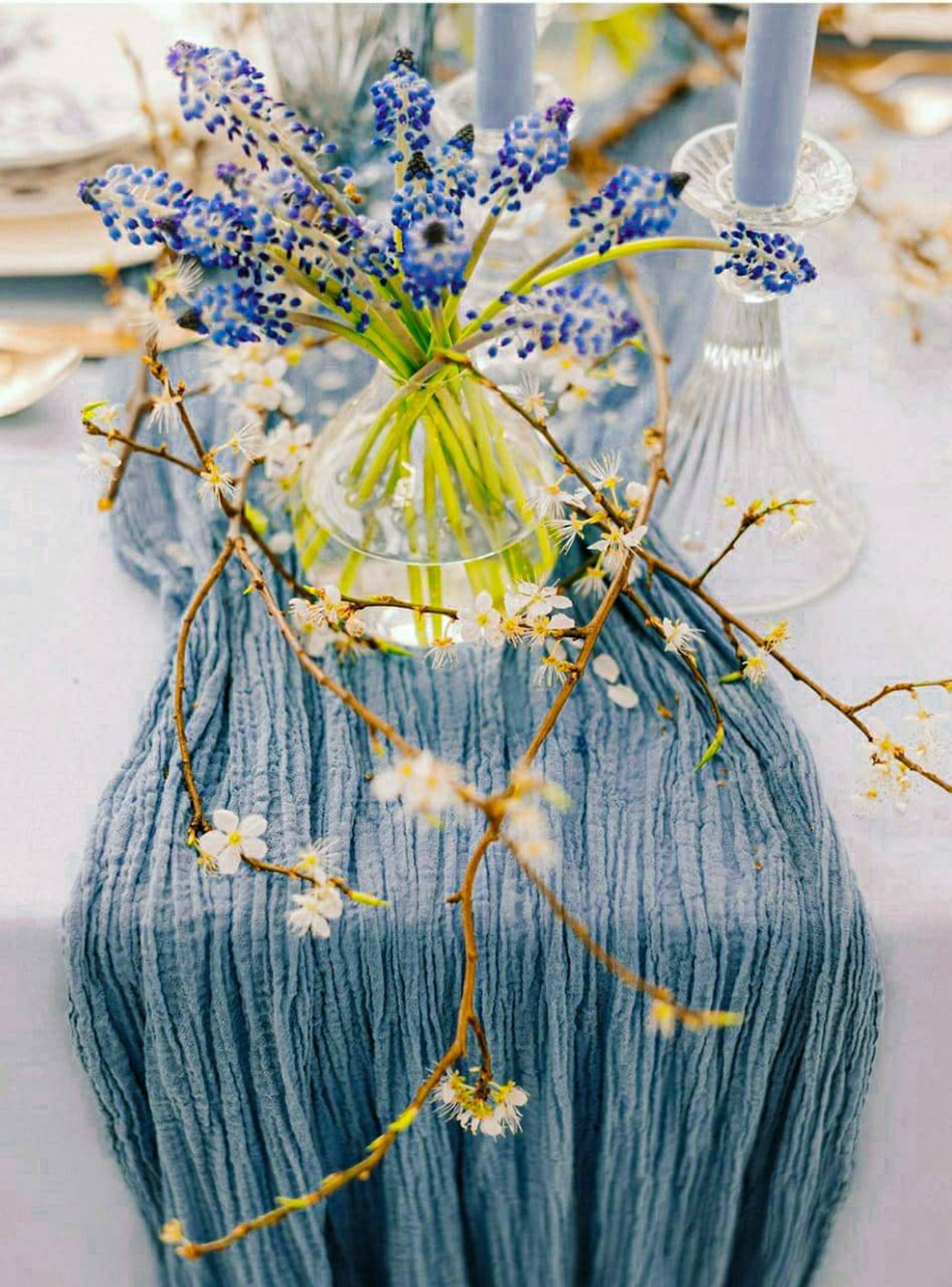 Dusty Blue Wedding Ideas Gauze Table Runner Bridal Shower - Etsy