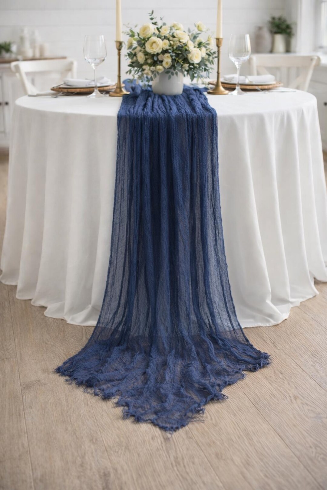 Navy Wedding Gauze Table Runner Bridal Shower Runner Table Centerpiece ...
