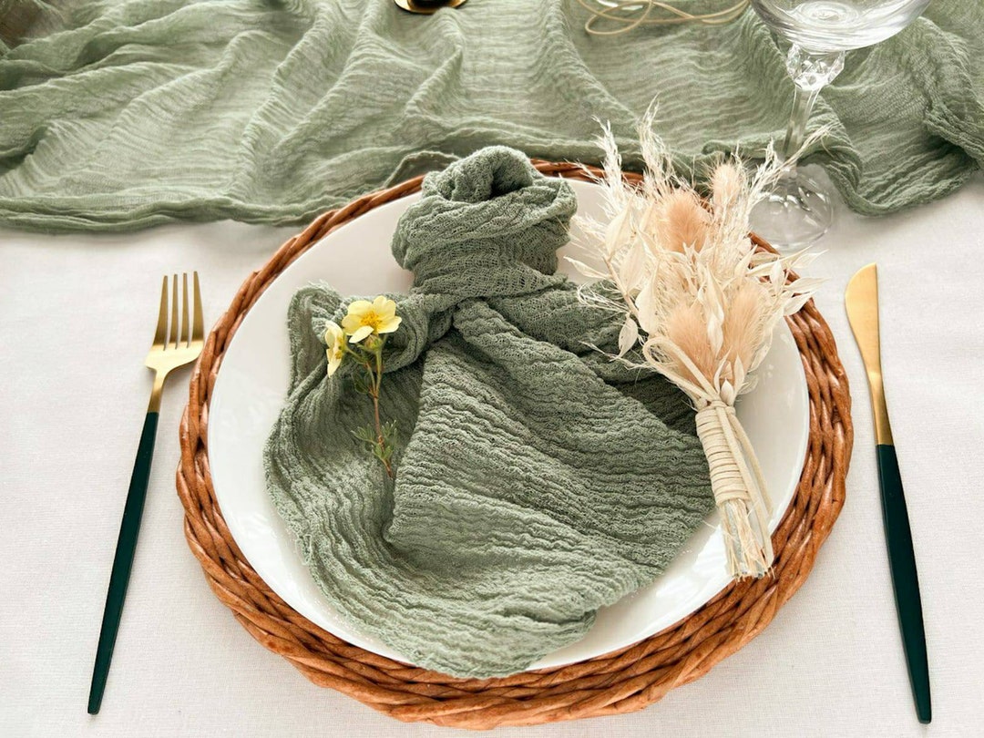Sage Green Boho Napkins Cheesecloth Napkin Rustic Wedding Ceremony ...