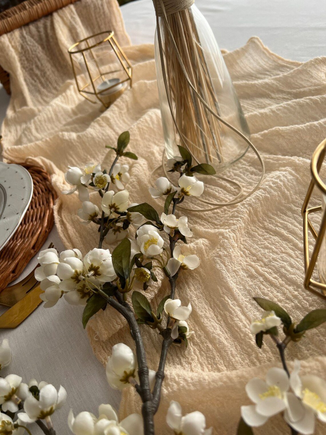 Apricot Wedding Gauze Table Runner Cheesecloth Table Centerpiece ...