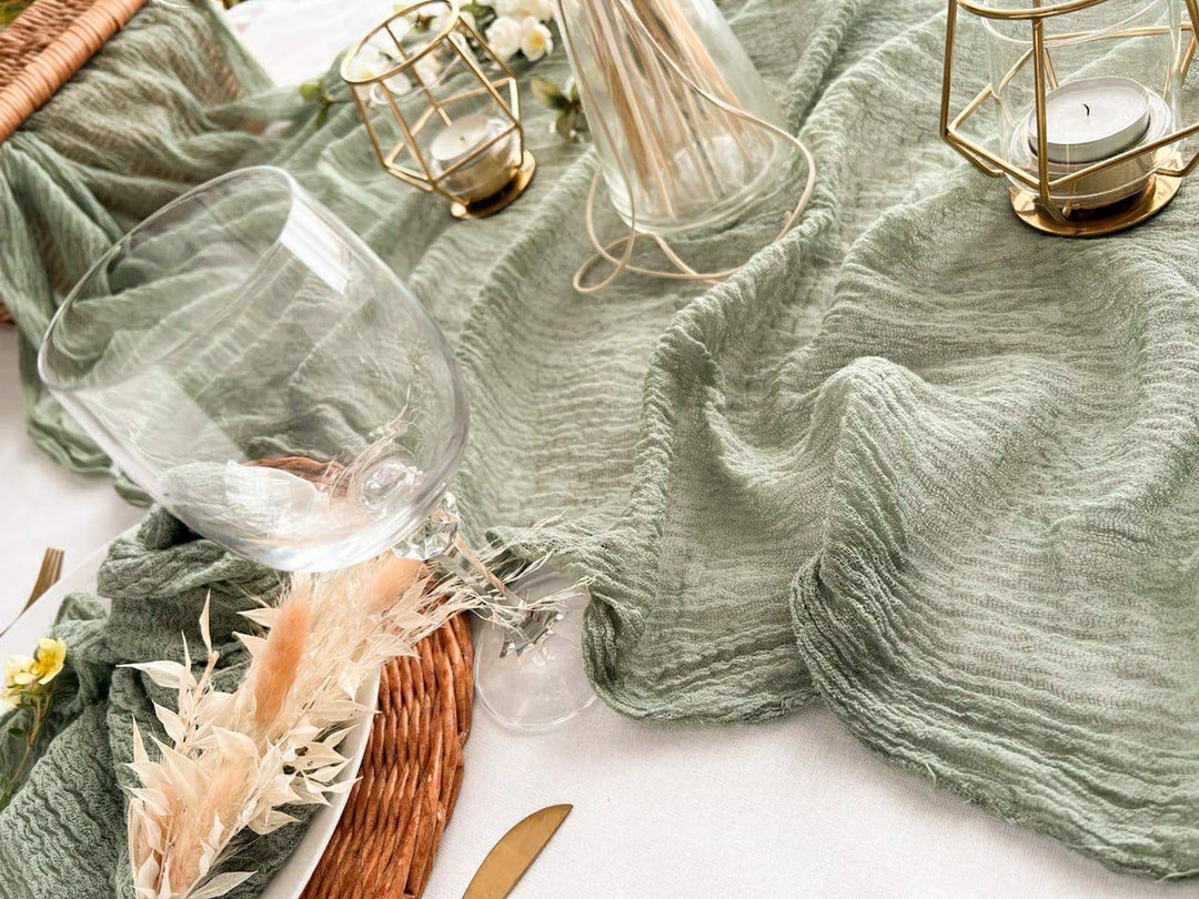 Sage Green Gauze Table Runner Cheesecloth Rustic Wedding Centerpiece ...