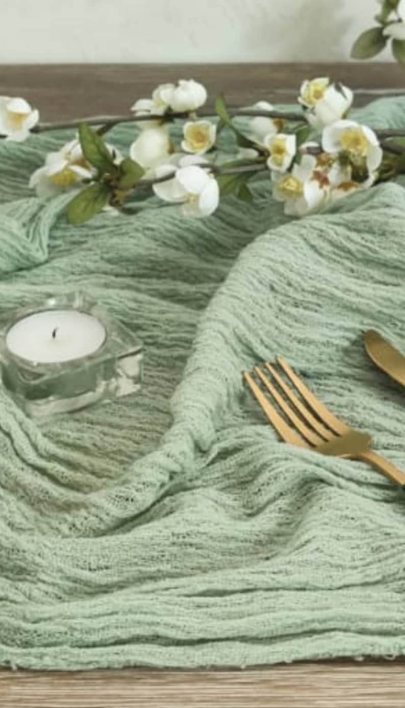 Moss Olive Boho Wedding Gauze Table Runner Rustic Wedding - Etsy