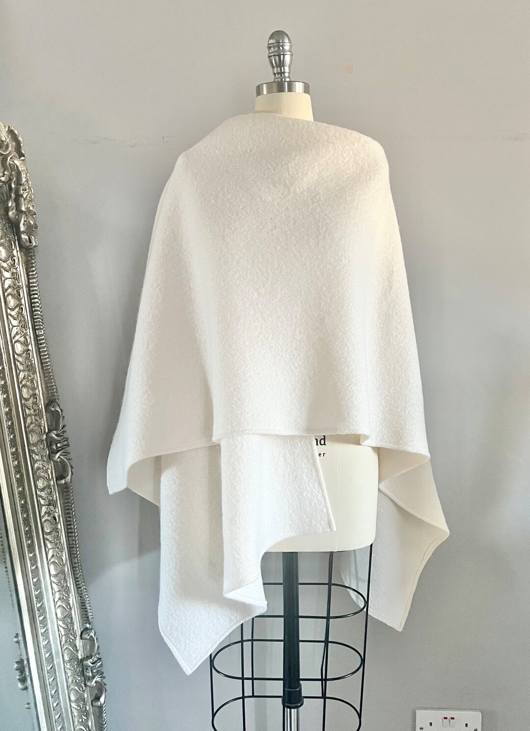 Ivory 100% Boiled Wool Cape, Wrap, Poncho, in Ivory Boiled Wool With a ...