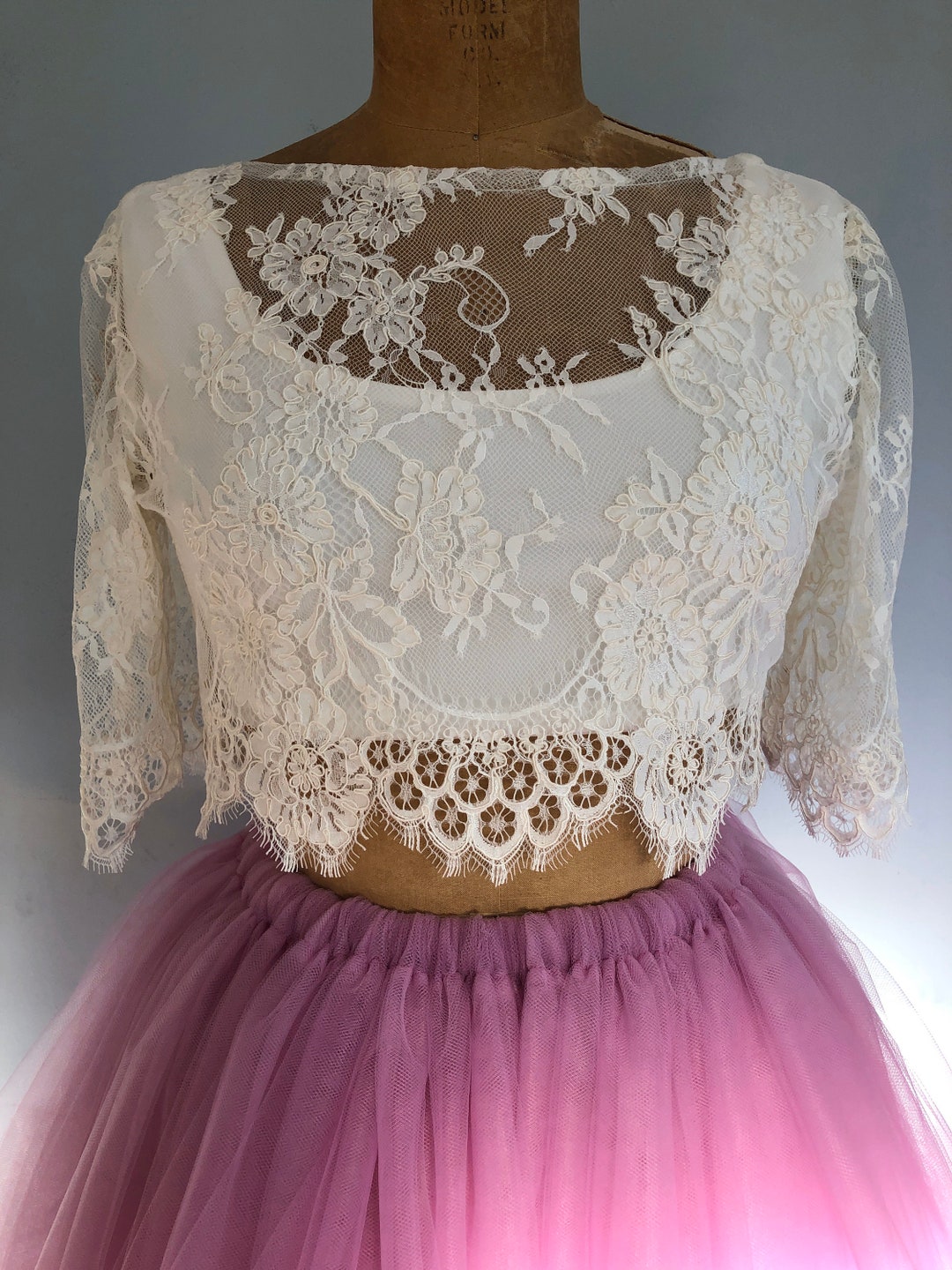 Womens Sheer Lace Top, Bridal Separates, Bridal Top, Cropped Top ...