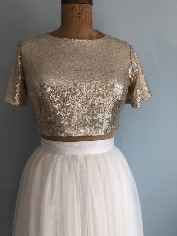 Sequin Top Cropped Bridal Top - Etsy