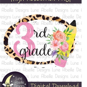 3rd Grade Leopard Frame Shirt Design - Digital Download - PNG ...