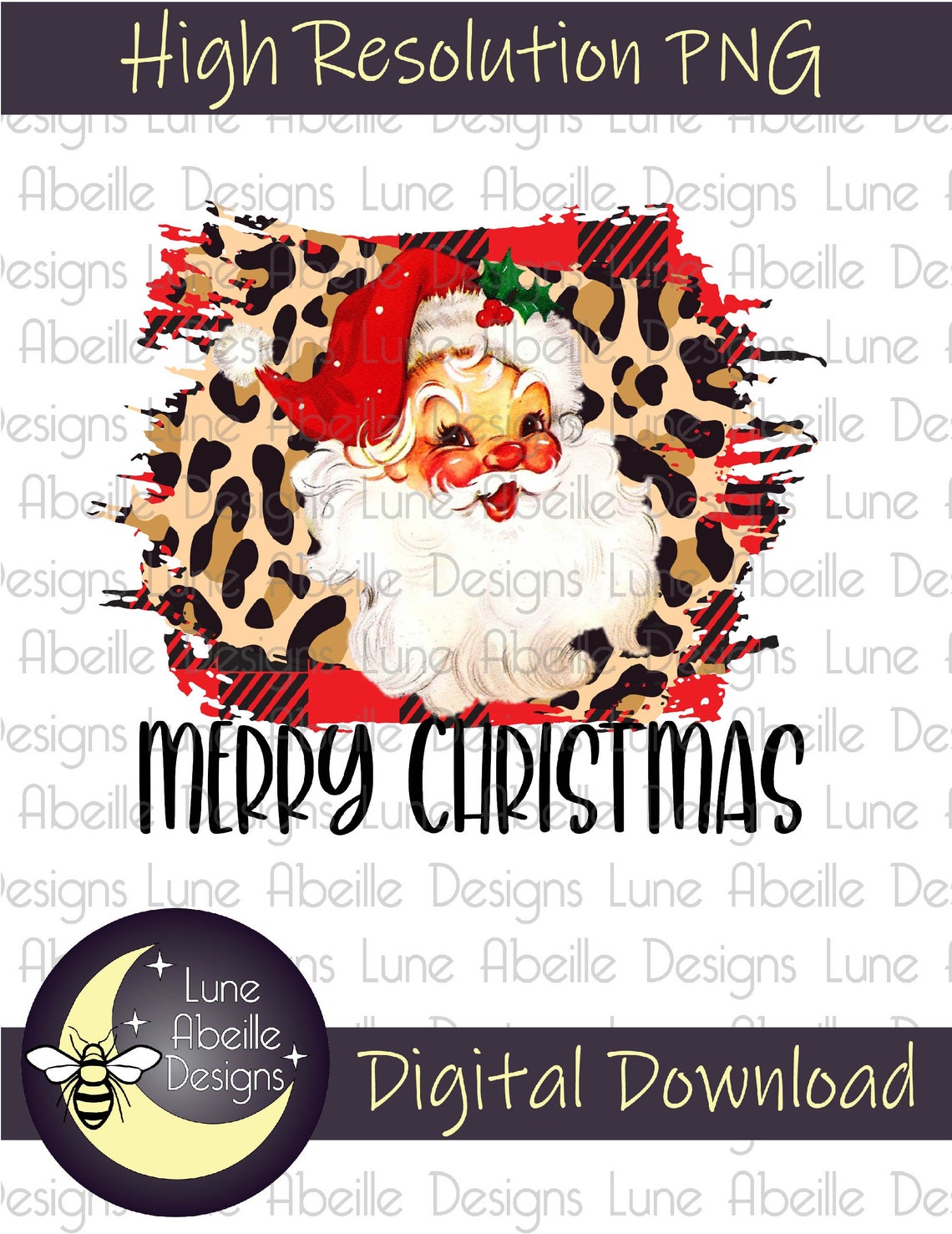 Merry Christmas Santa Digital Design PNG Sublimation Instant | Etsy