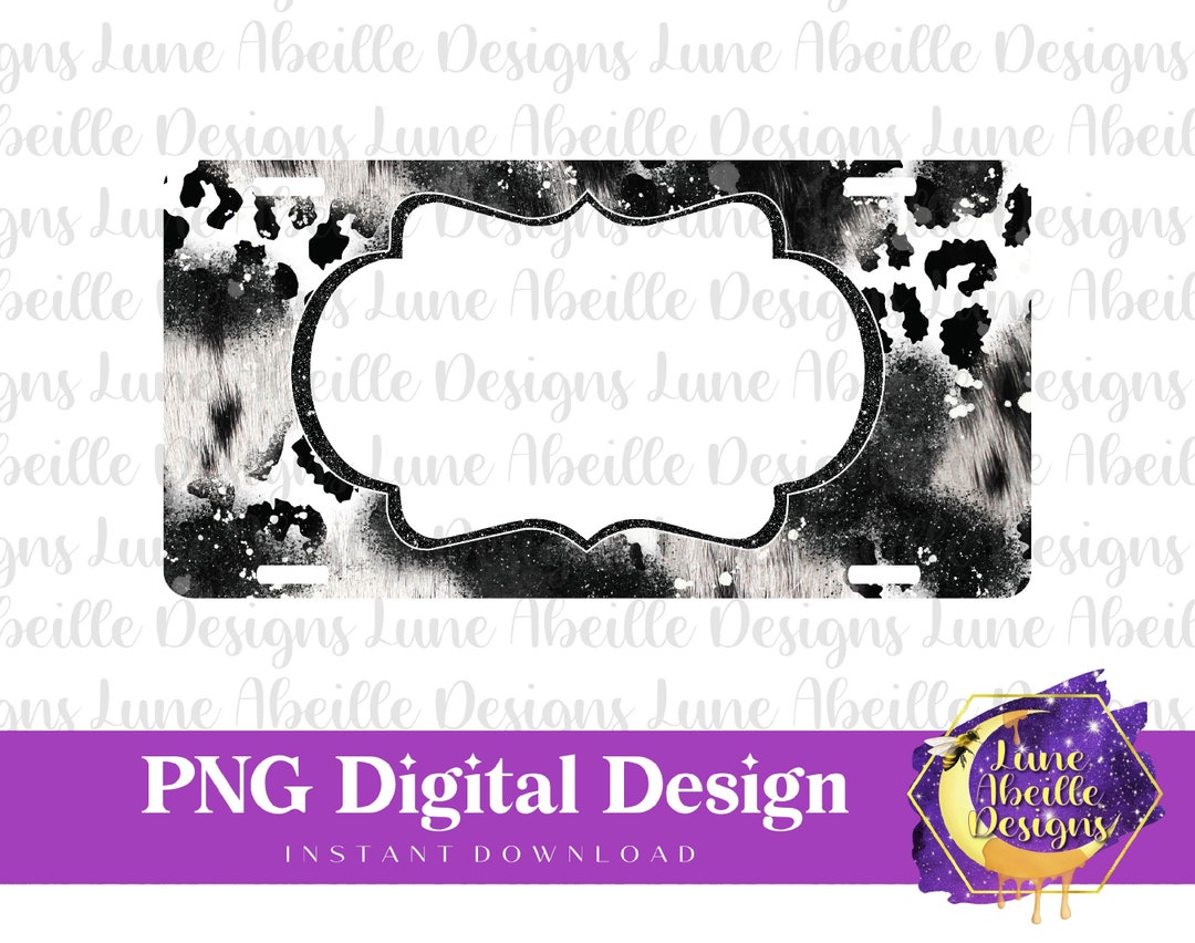 Cowhide License Plate Sublimation Design PNG, Leopard Print Cowgirl ...