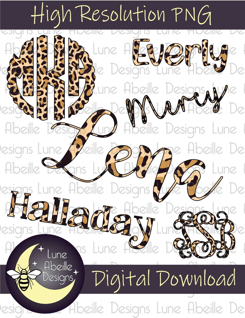 Custom Leopard Print Names Sublimation Design Custom - Etsy