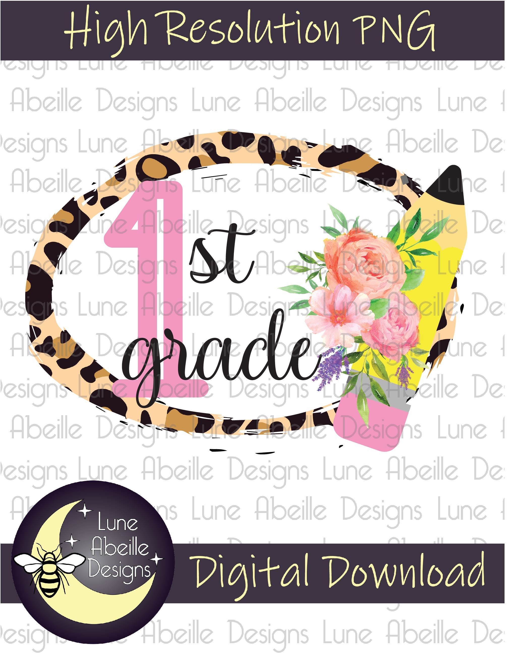 1st Grade Leopard Frame Back to School Shirt Design - Sublimation ...