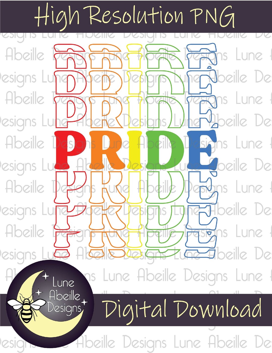 Pride Rainbow Stacked Digital Design PNG - Sublimation Printable ...