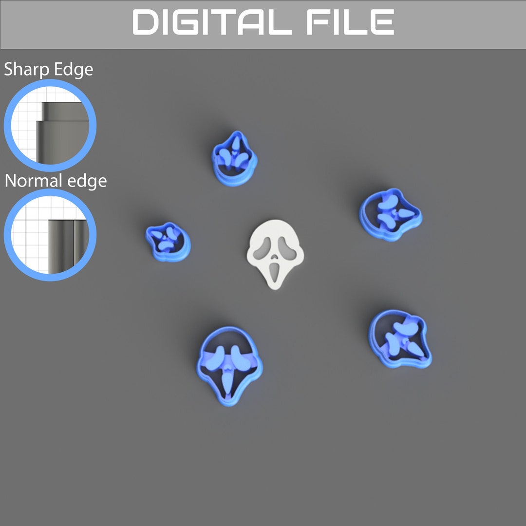 Halloween Scream Mask Polymer Clay Cutter Digital STL File 6 Sizes 2 ...