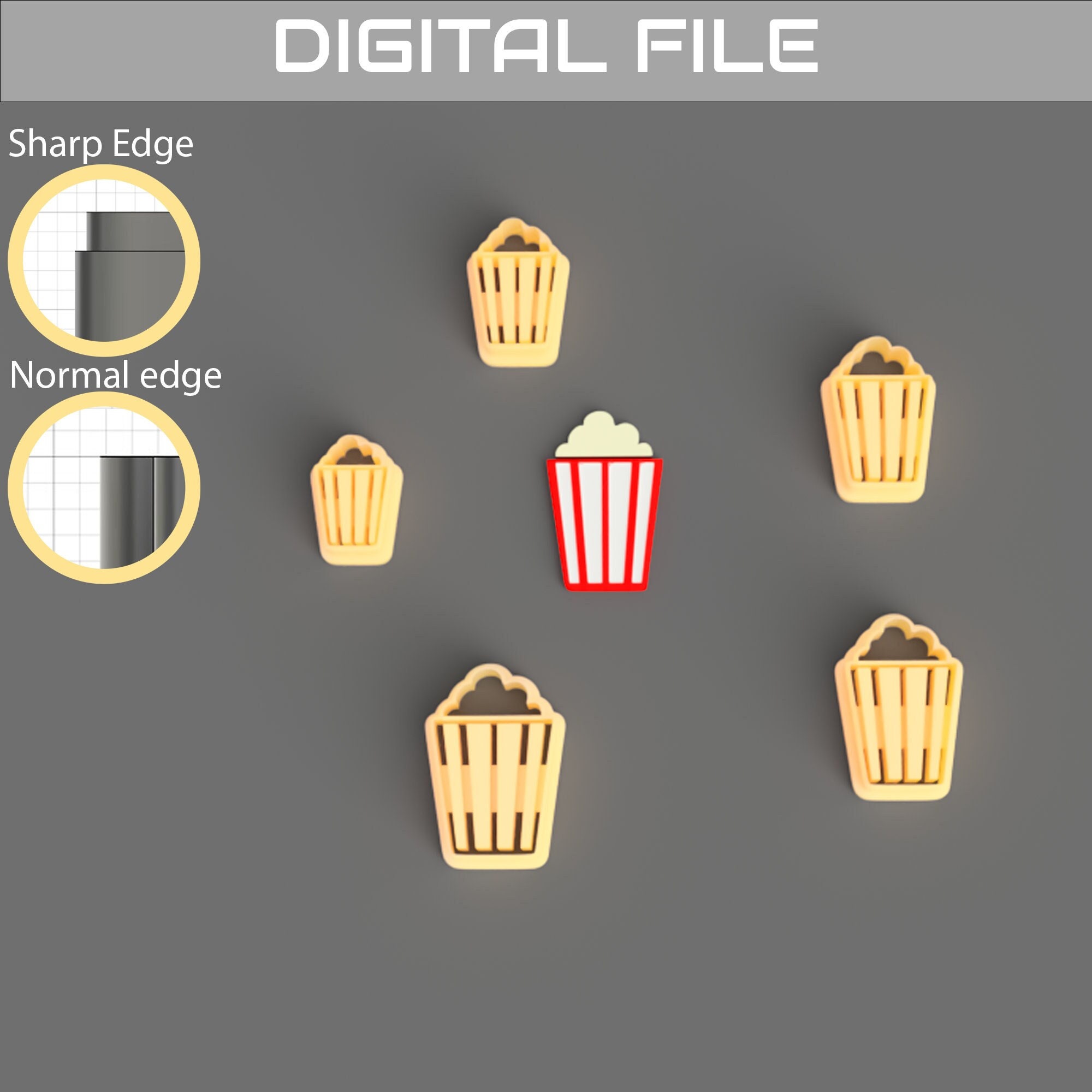 Popcorn Polymer Clay Cutter Digital STL File 7 Sizes 2 - Etsy