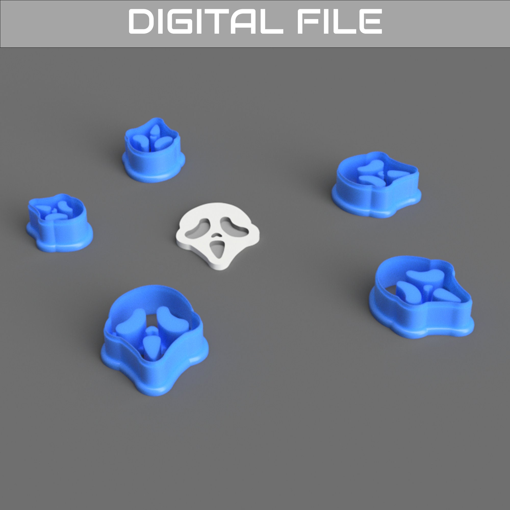 Halloween Scream Mask Polymer Clay Cutter Digital STL File 6 Sizes 2 ...