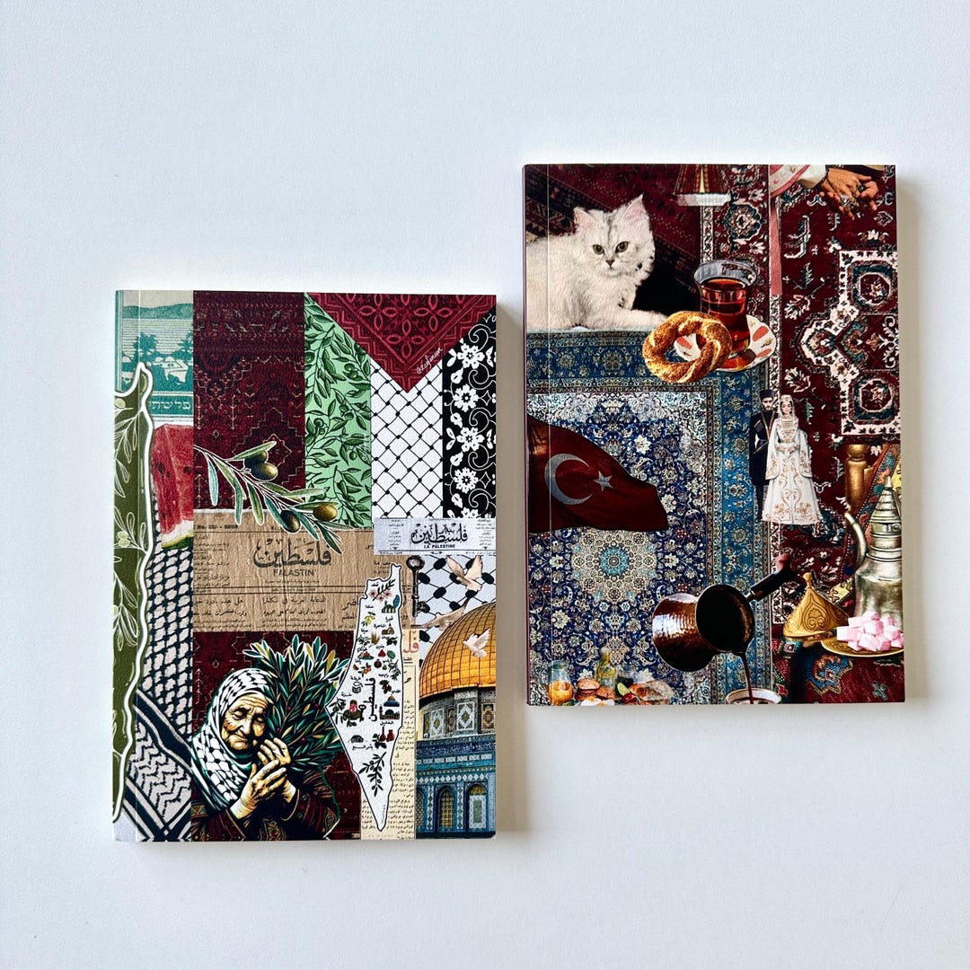 Cultural Collage A5 Dotted Notebook – Türkiye & Palestine - Etsy