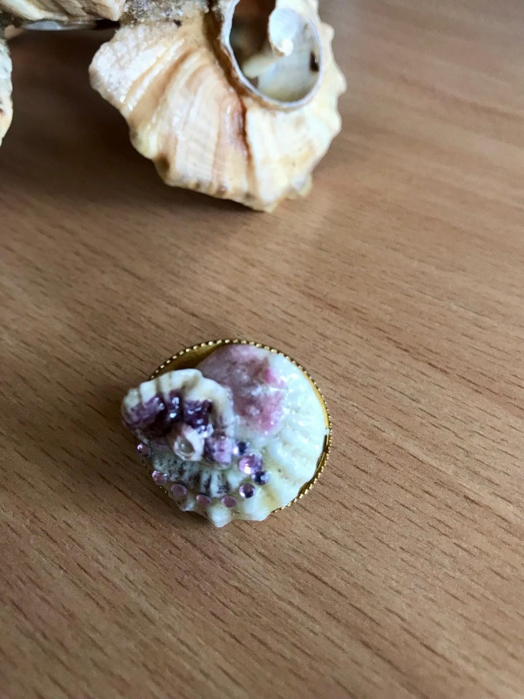 Seashell Ring, Natural Shell Ring, Round Shaped Sell Ring, Ring With ...