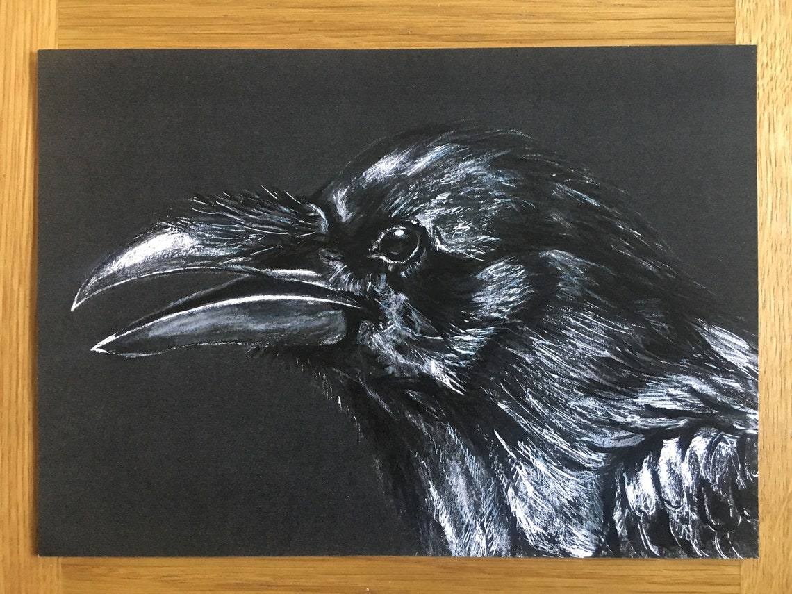 Carrion Crow Portrait facing Left A4 Art Print - Etsy
