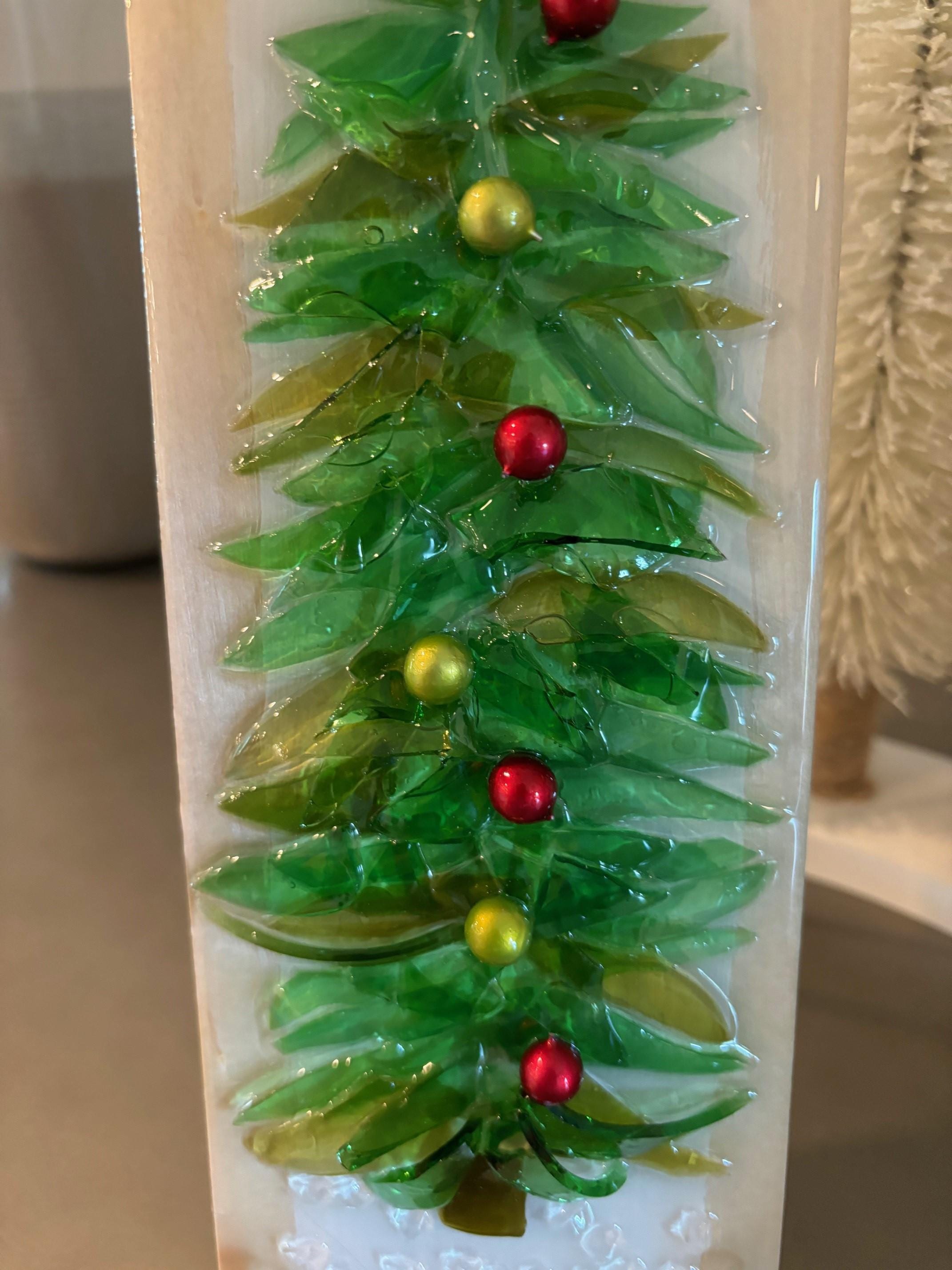 Shattered Glass Christmas Tree on Wood Canvas - Coastal Holiday Decor ...