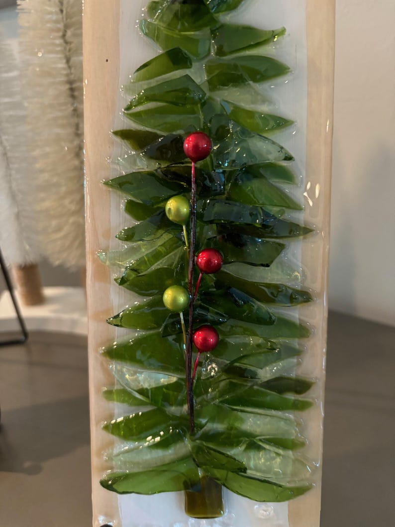 Shattered Glass Christmas Tree on Wood Canvas - Coastal Holiday Decor ...