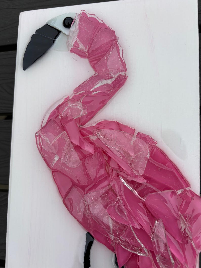 Flamingo Glass Art | 6x12 Painted Wood Canvas | Resin Flamingo Wall ...