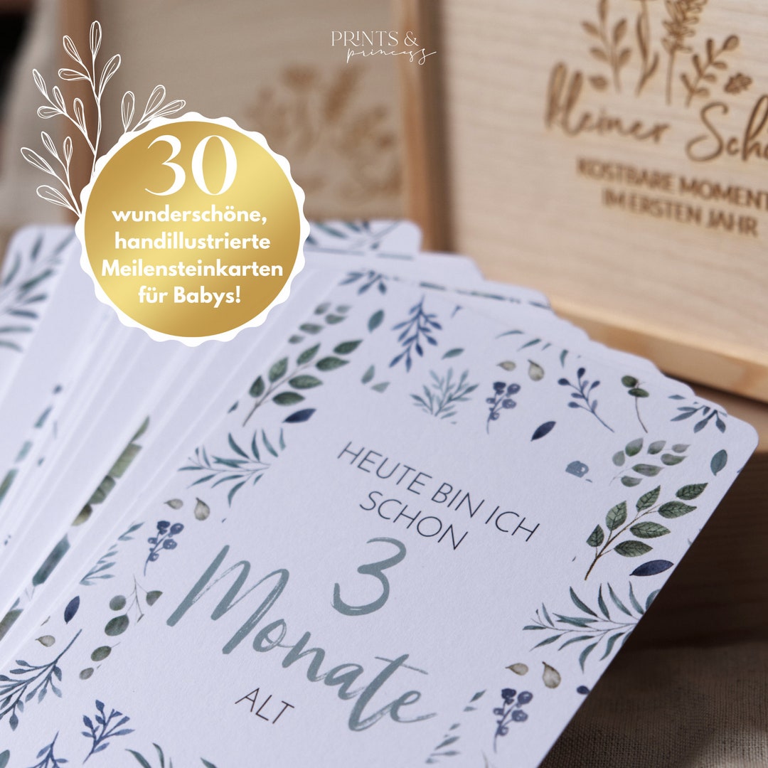 Milestone Cards Baby First Year Birth Gift With Eucaylptus - Etsy