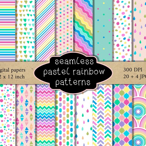 Cotton Candy Digital Paper Seamless Rainbow Pastel Textures - Etsy