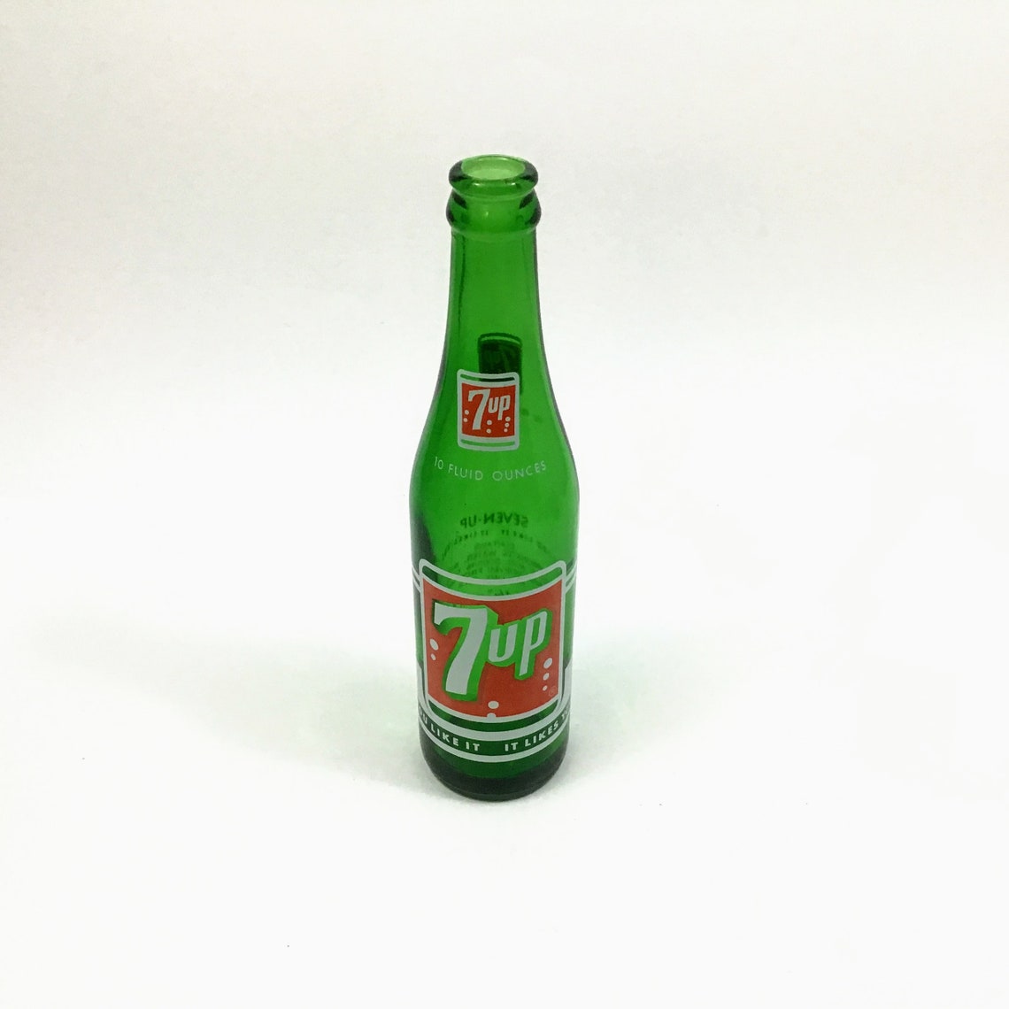 VINTAGE 7up Bottle Green Glass - Etsy