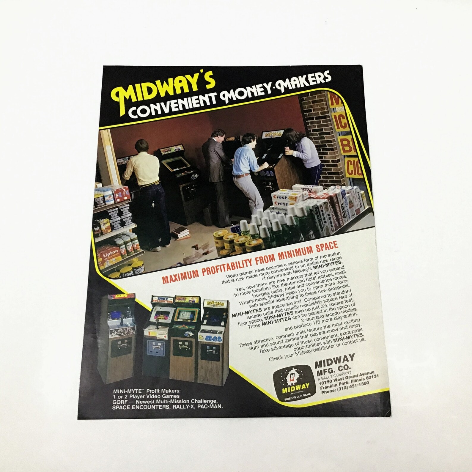 Midway Arcade Mini Myte Arcade Flyer Midway Arcade Sales - Etsy