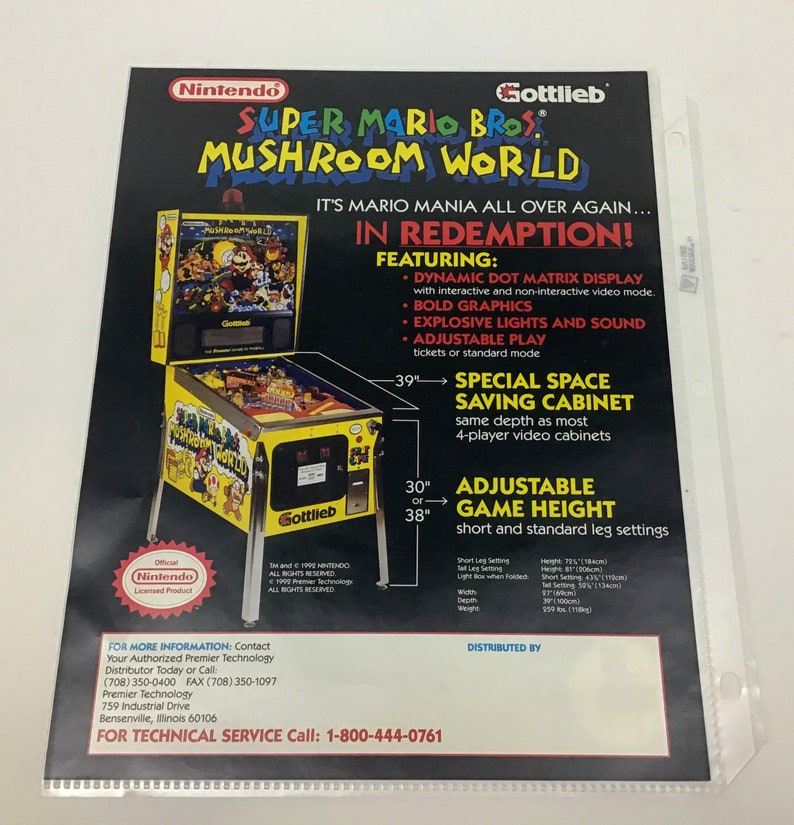 SUPER MARIO BROS Pinball Mushroom World Arcade Pinball Machine - Etsy