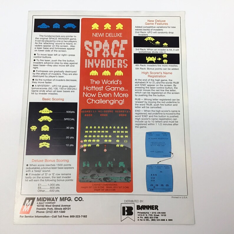 SPACE INVADERS Arcade Coin-op Sales Flyer - Etsy
