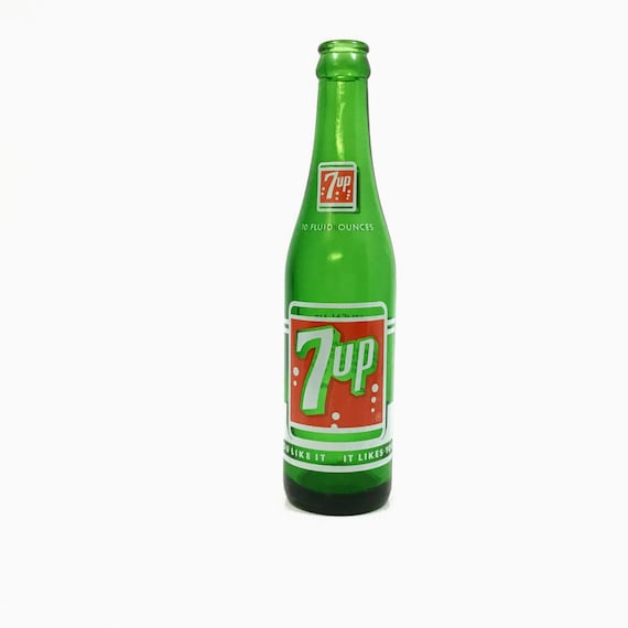 VINTAGE 7up Bottle Green Glass - Etsy