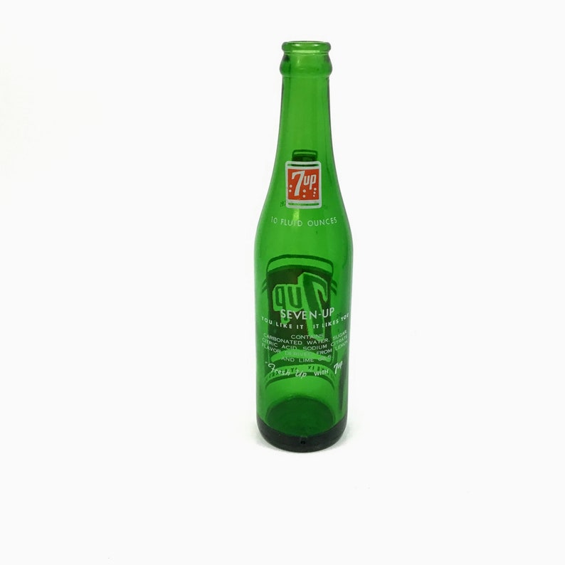 VINTAGE 7up Bottle Green Glass - Etsy