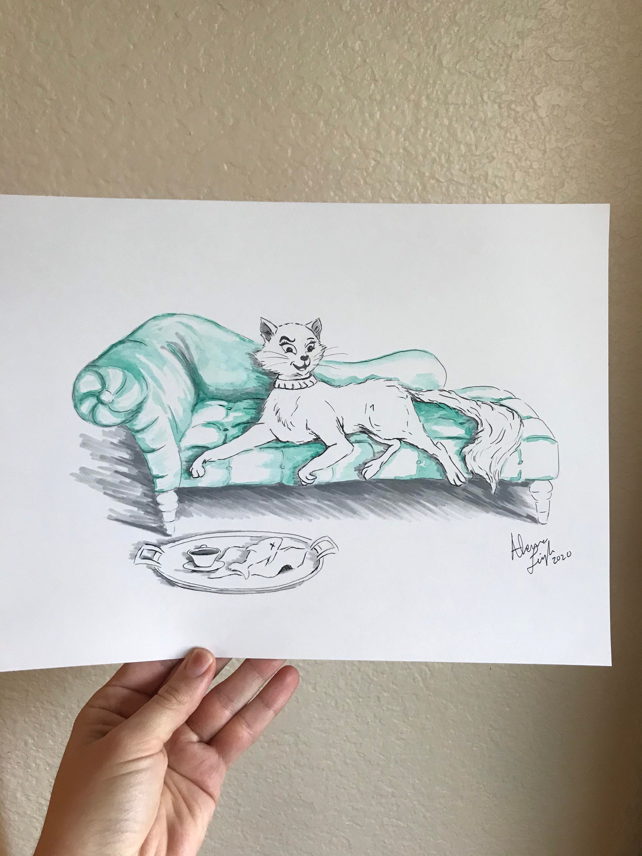 Fancy Cat Chaise Lounge Cat Teatime Cat Cat Art Cat - Etsy