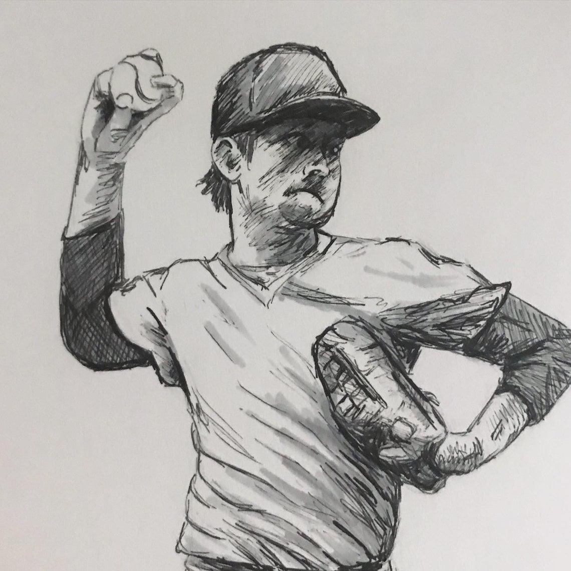 Baseball Art, Baseball Player, Pitcher, Baseball Drawing - Etsy