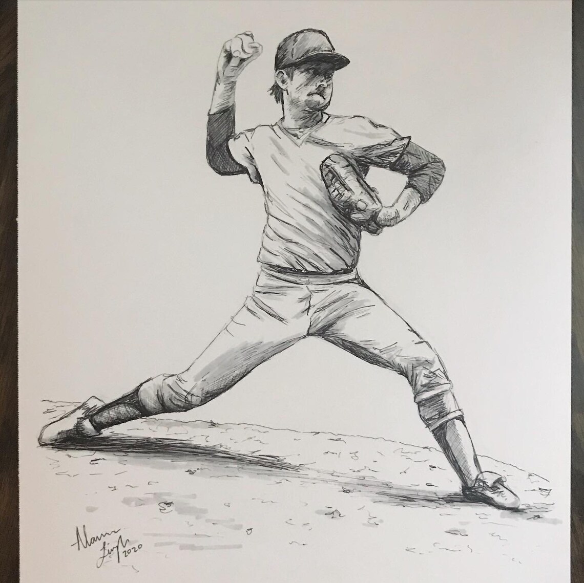 Baseball Art, Baseball Player, Pitcher, Baseball Drawing - Etsy