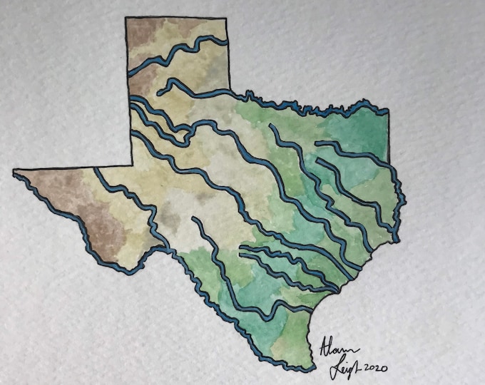 Texas Rivers Map, State of Texas, Texas Art - Etsy