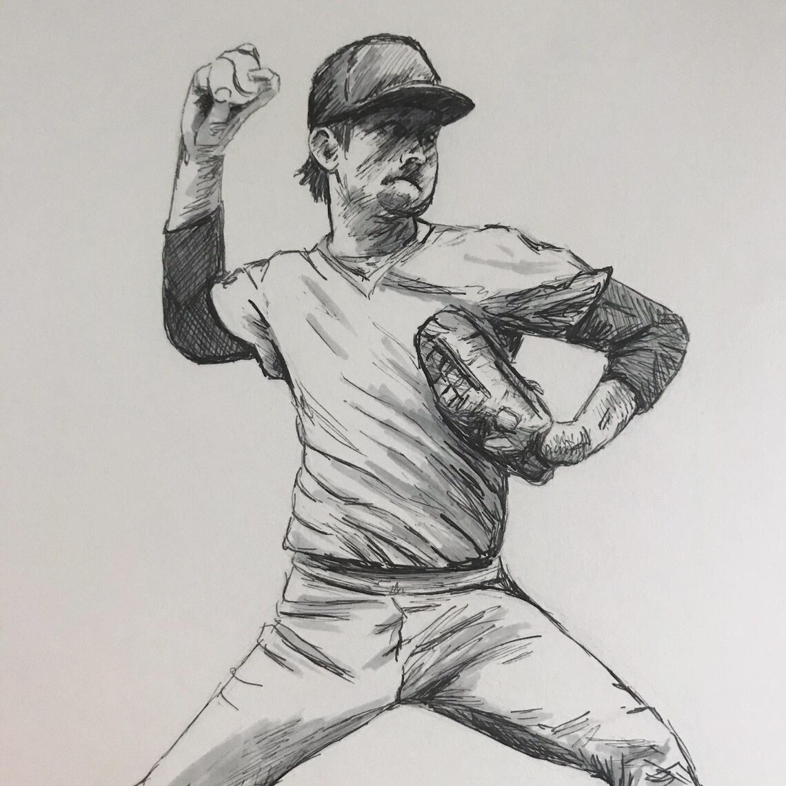 Baseball Art, Baseball Player, Pitcher, Baseball Drawing - Etsy