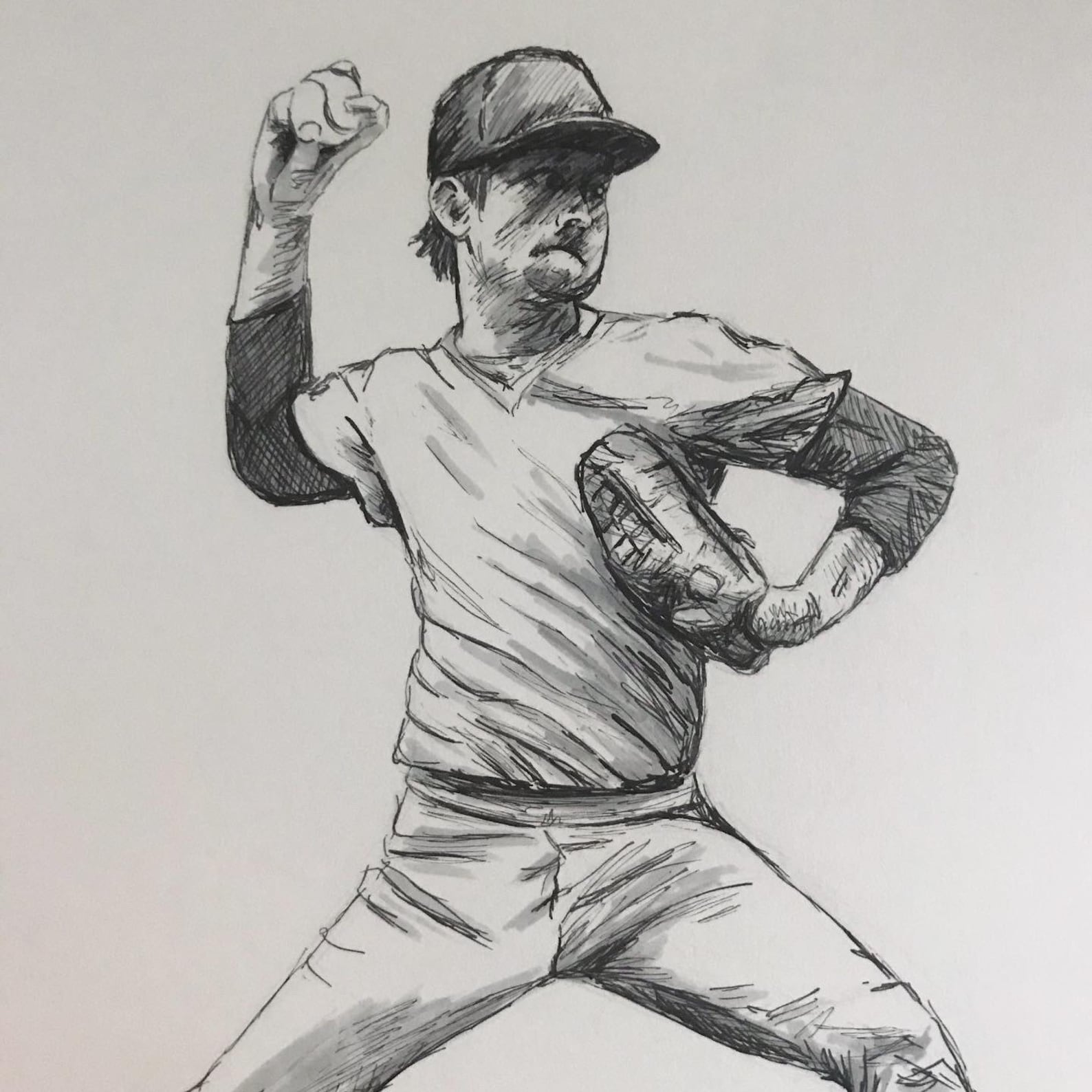 Baseball Art, Baseball Player, Pitcher, Baseball Drawing - Etsy