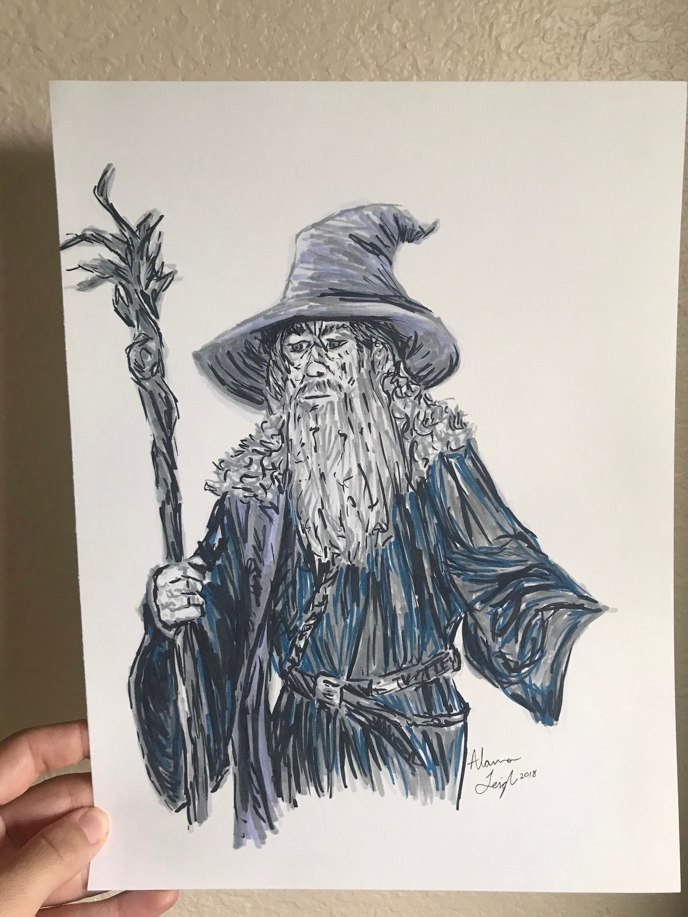 Gandalf Drawing Gandalf Art Gandalf the Gray Wizard - Etsy