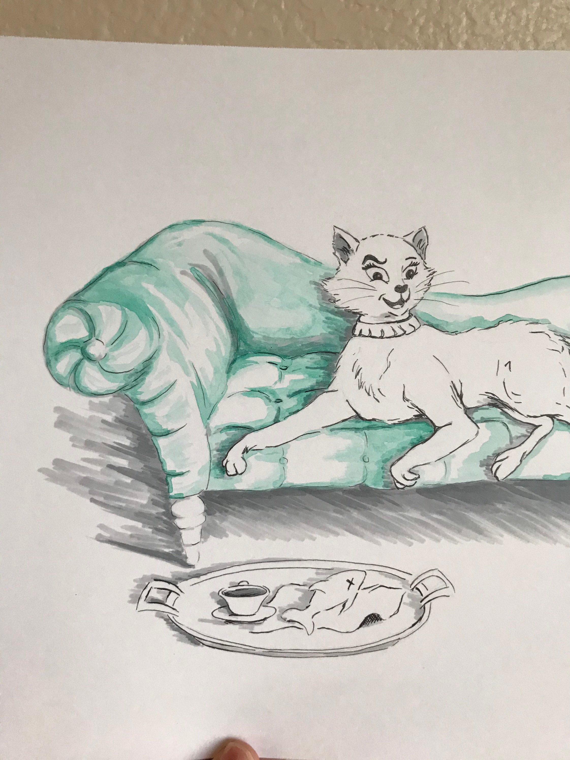 Fancy Cat Chaise Lounge Cat Teatime Cat Cat Art Cat - Etsy