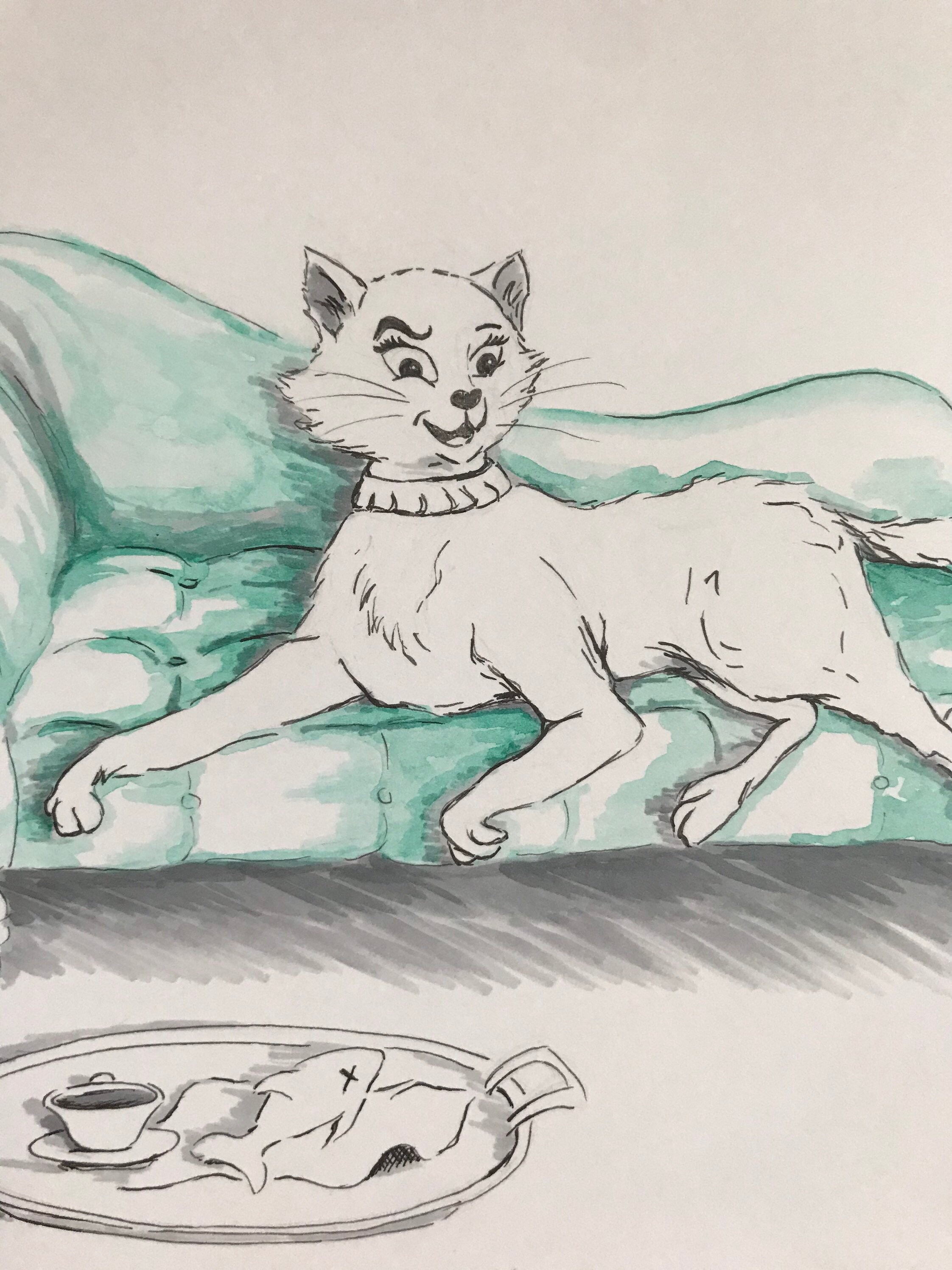Fancy Cat Chaise Lounge Cat Teatime Cat Cat Art Cat - Etsy