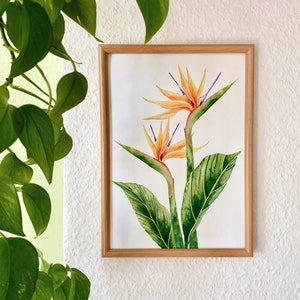 Tropical Plant Poster, Minimalist Wall Art, Bird of Paradise Flower ...