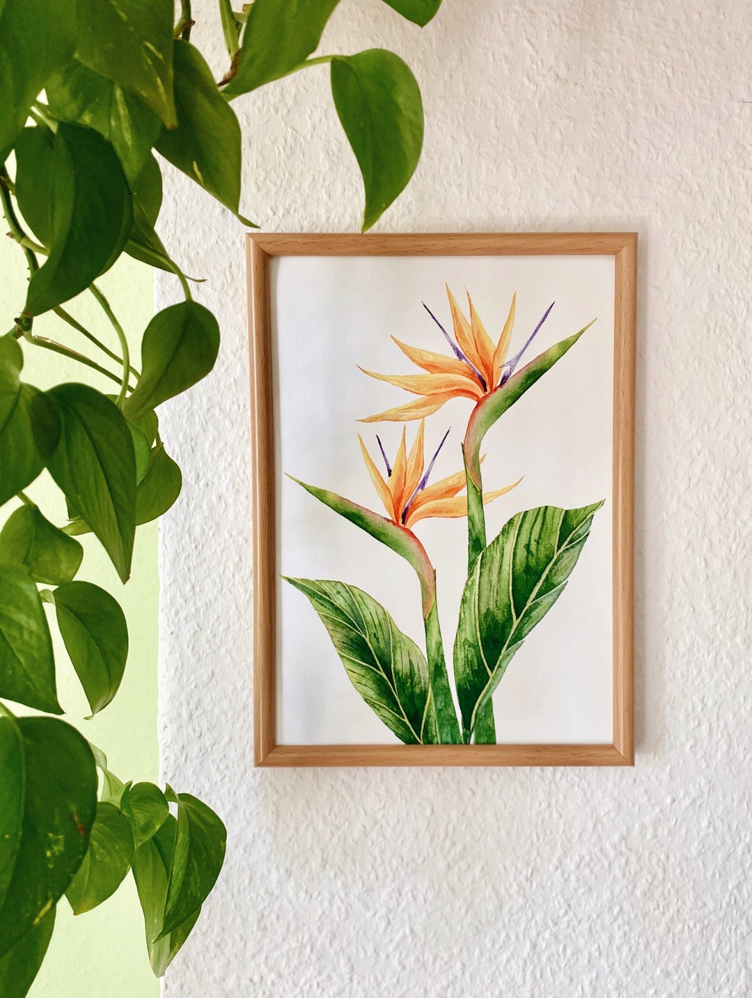 Tropical Plant Poster, Minimalist Wall Art, Bird of Paradise Flower ...