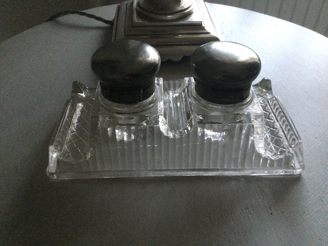 Delightful Antique Glass Inkstand - Etsy